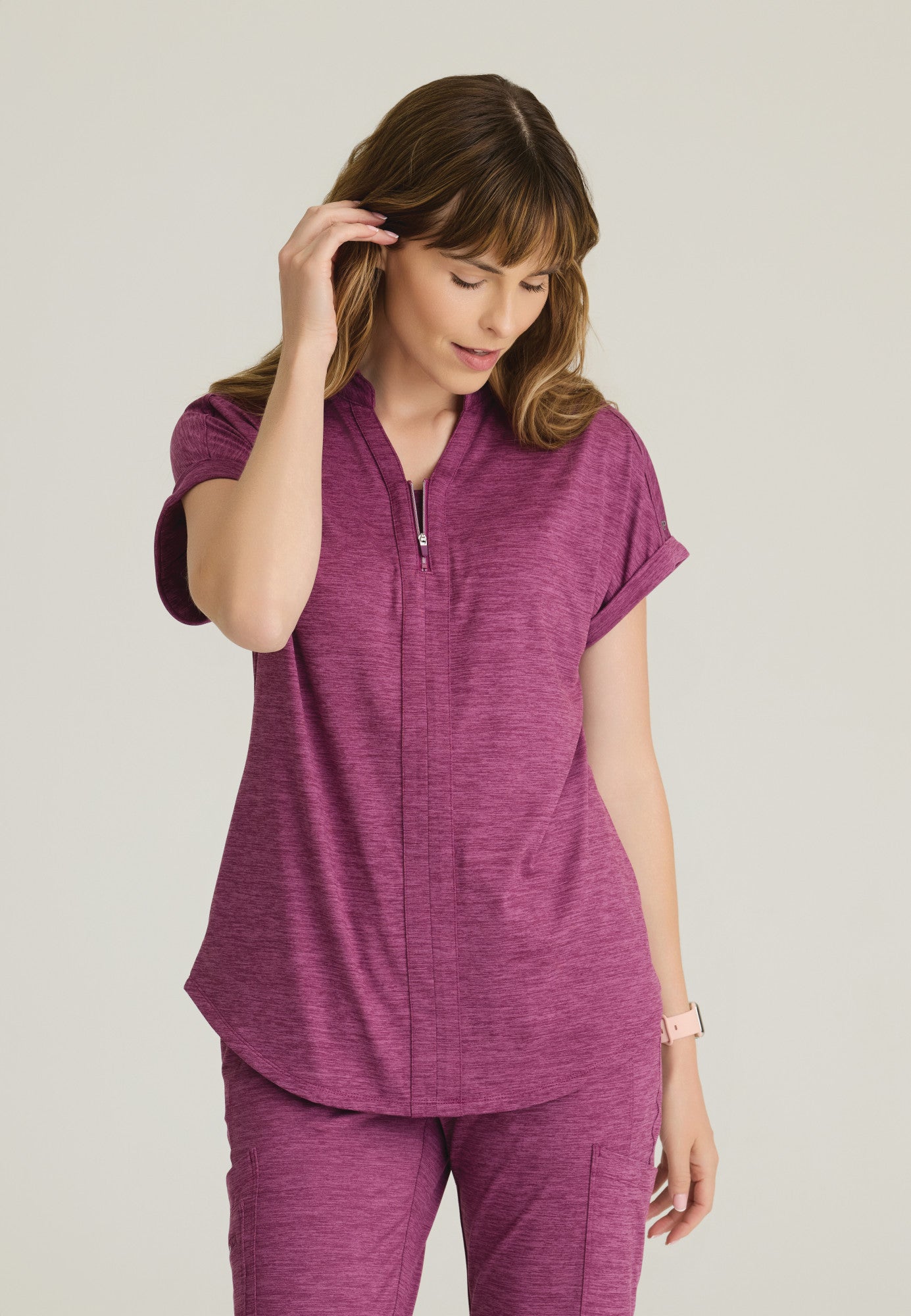 Engage Top (heathered) - Dark Mauve Heather | Grey's Anatomy Scrubs