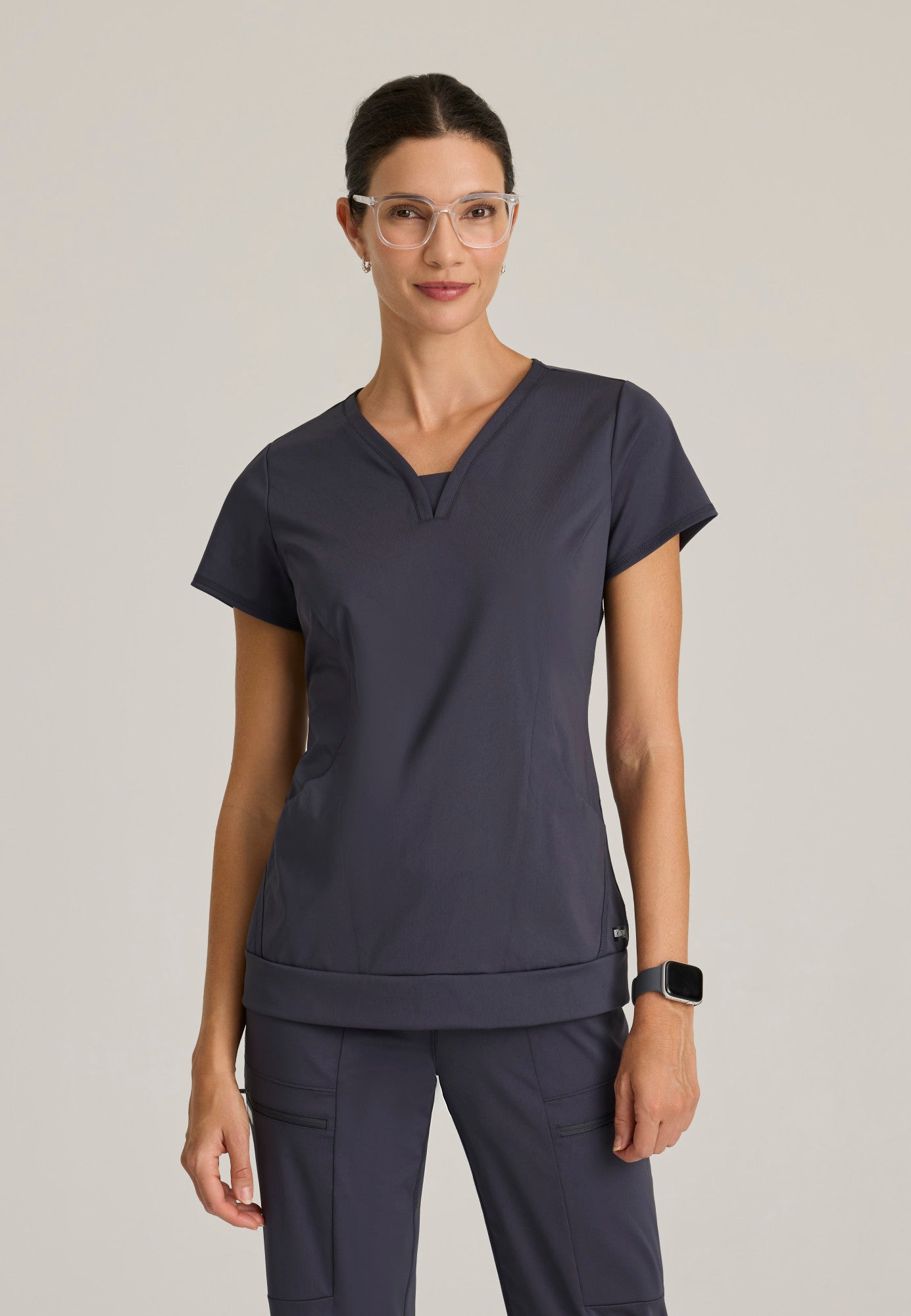 Motivate Knit Top - Steel | Grey's Anatomy Scrubs