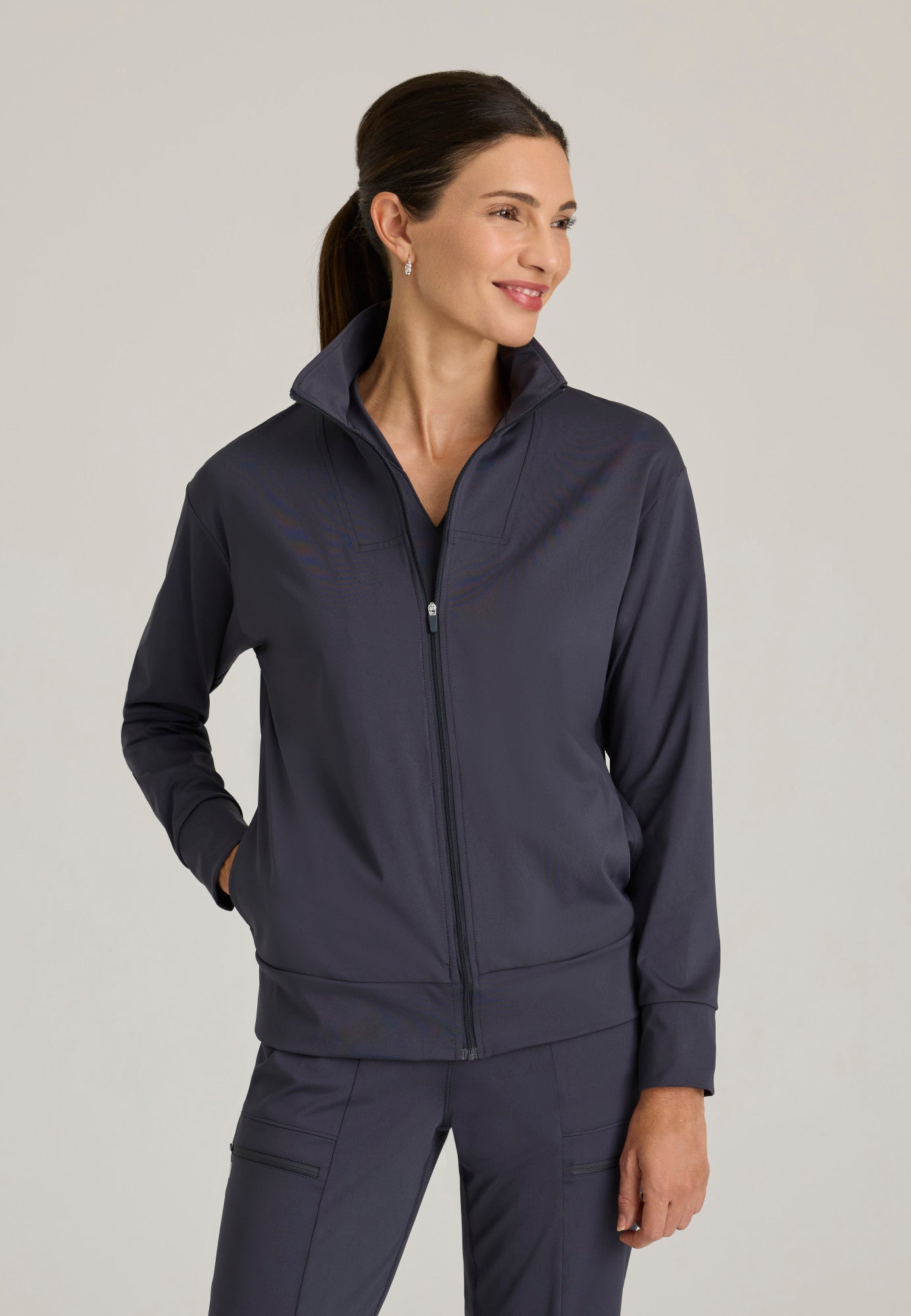 Ease Warm-Up Jacket - Steel | Grey's Anatomy Scrubs