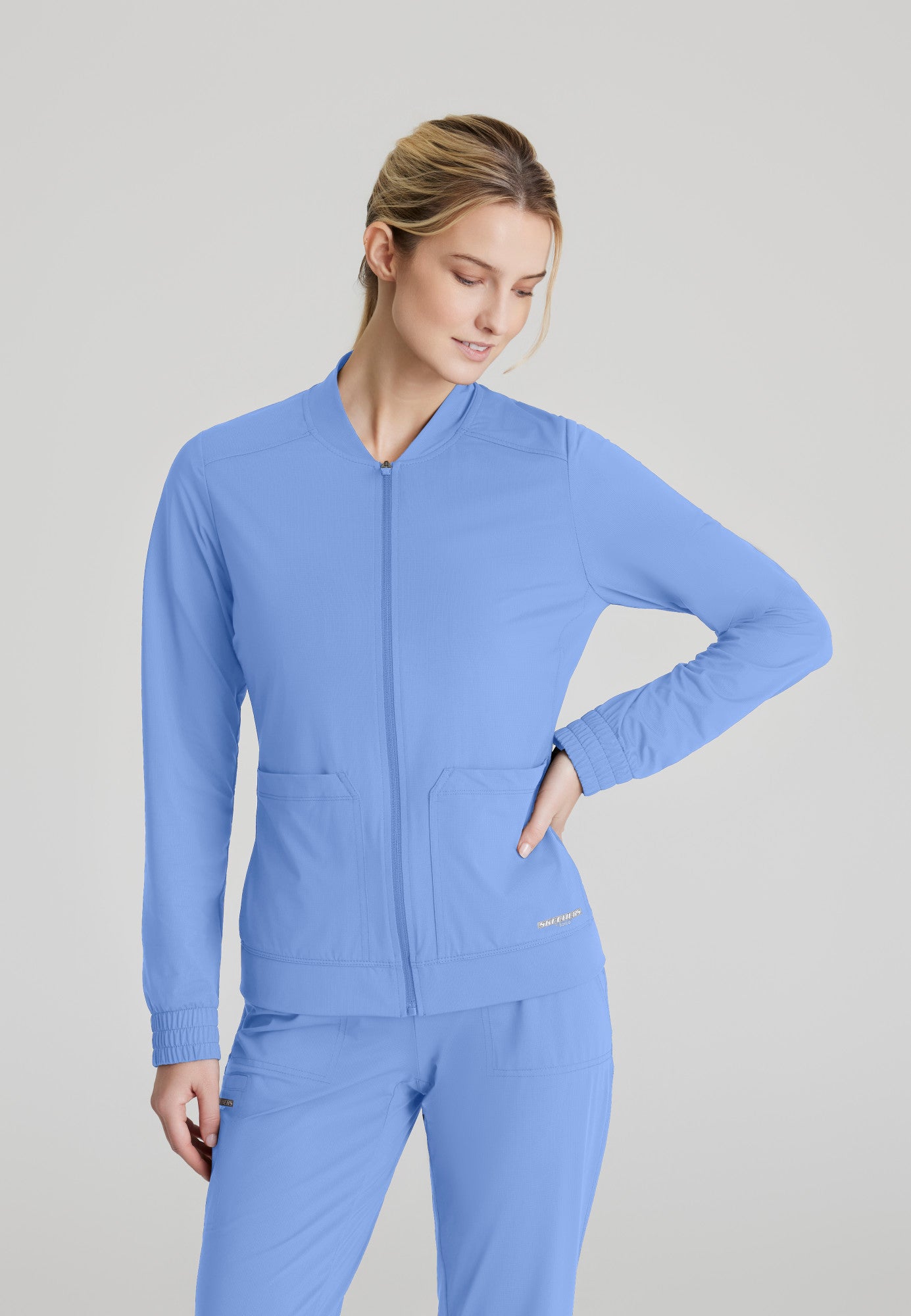 Contour Knit Warm-Up - Ciel Blue | Grey's Anatomy Scrubs